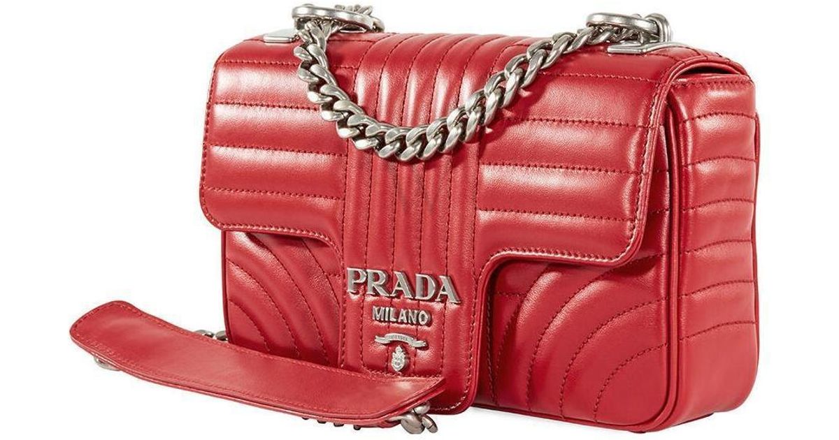 Prada Standard Quilted Shoulder Bag in Red | Lyst