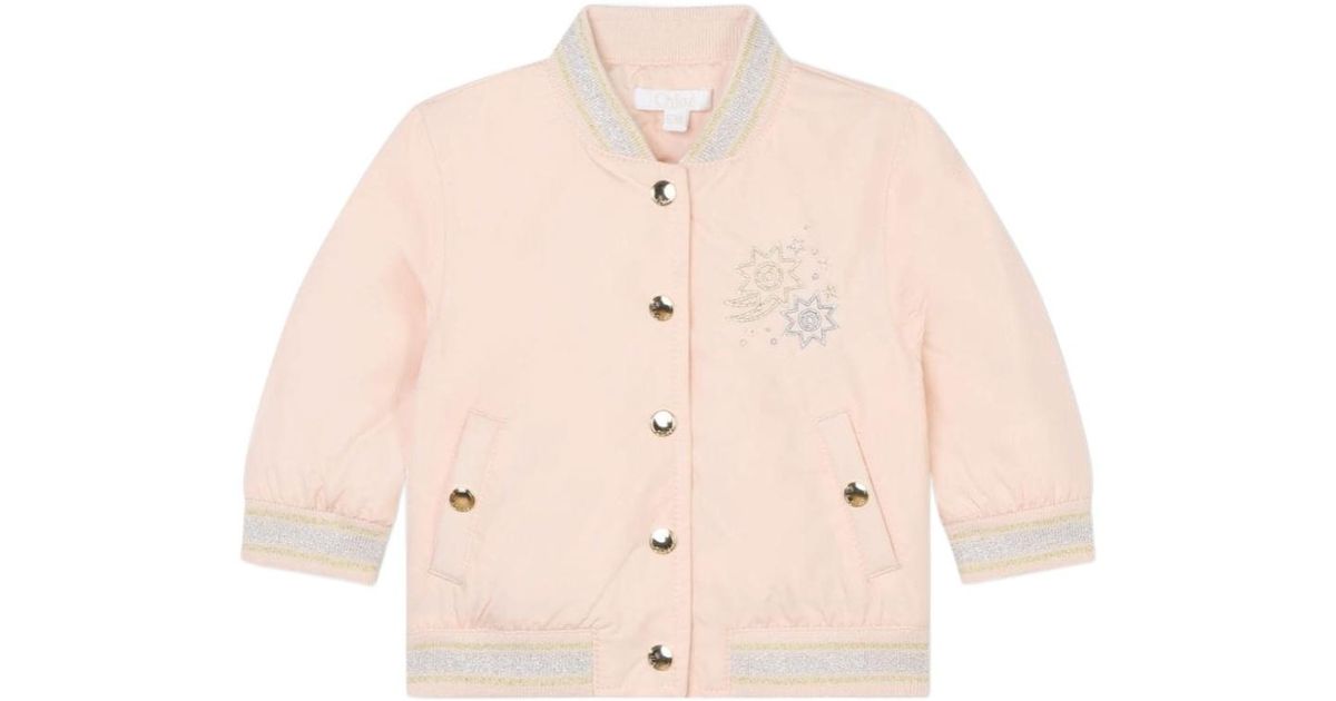 Chloé Logo-Embroidered Bomber Jacket in Natural | Lyst