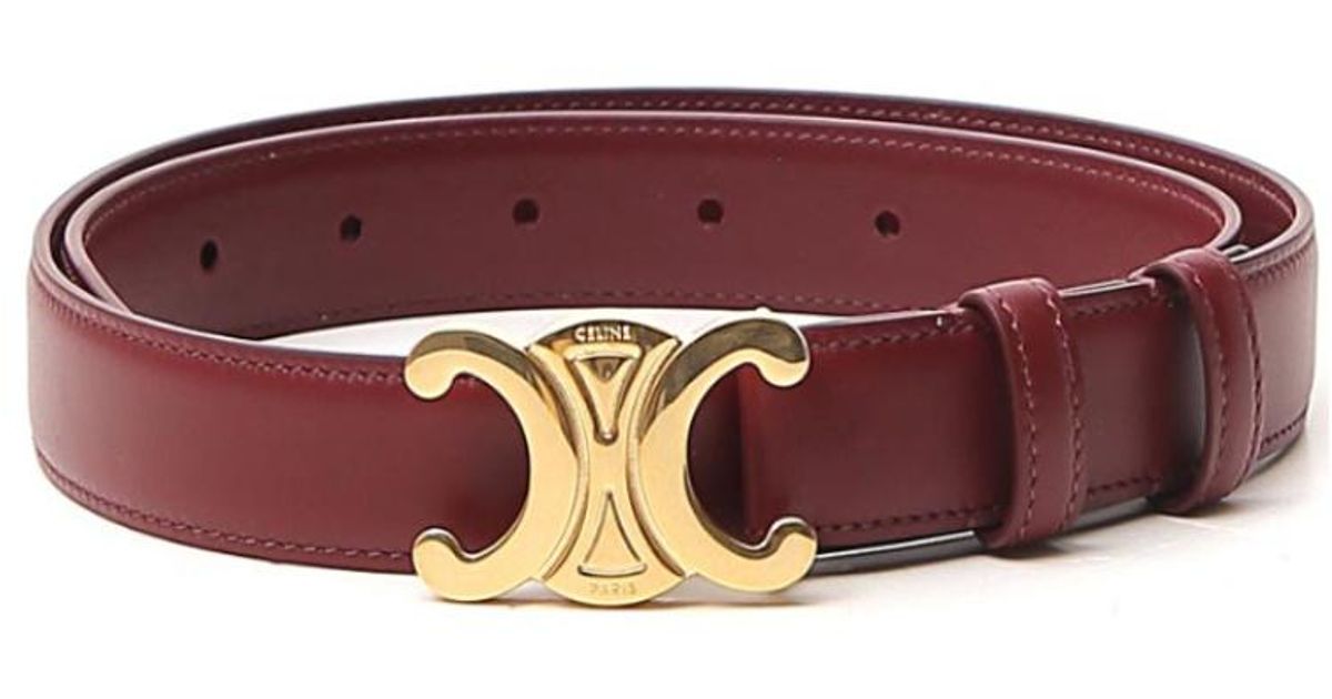 Celine Logo Buckle Belt in Purple | Lyst