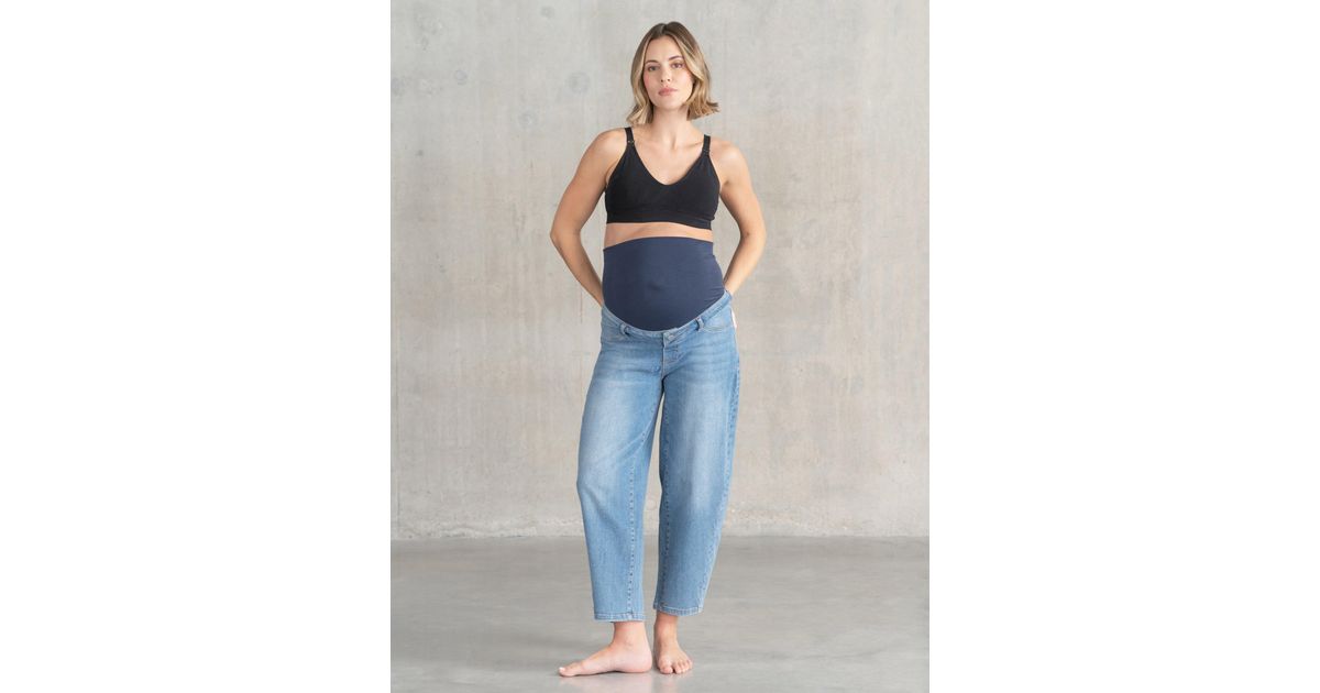 Seraphine Barrel-Leg Over Bump Maternity Jeans in Blue | Lyst