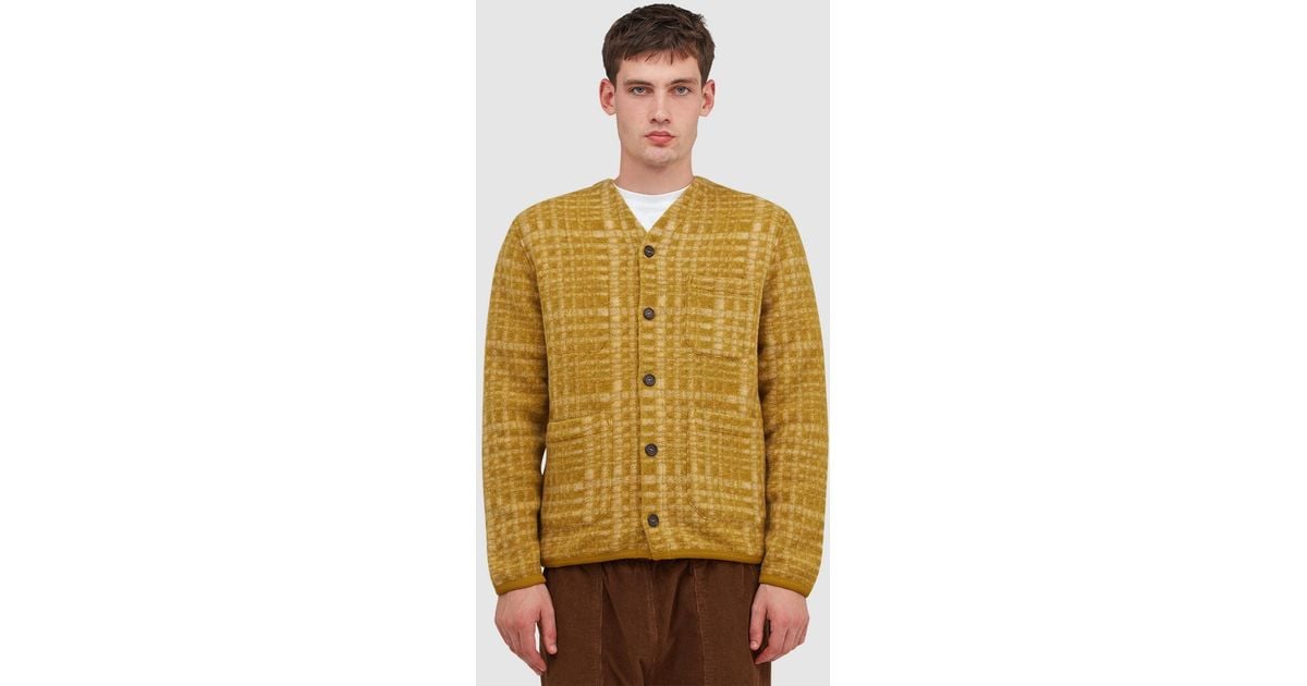 Universal Works Telepass Fleece Cardigan in Yellow for Men | Lyst UK
