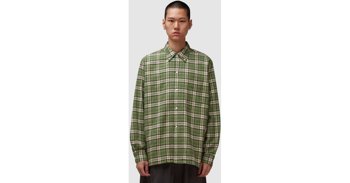 Beams Plus Open B.D. Dobby Plaid Shirt (Matcha Plaid in Green for Men ...