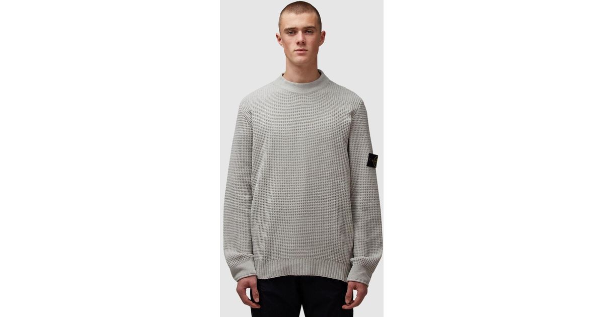 Stone Island Cotton Chenille Knit Sweater in Gray for Men | Lyst
