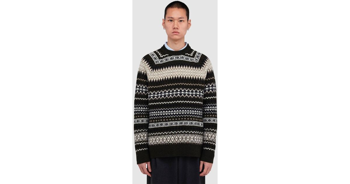 Barbour Hase Brushed Fair Isle Sweater Ink in Black for Men | Lyst