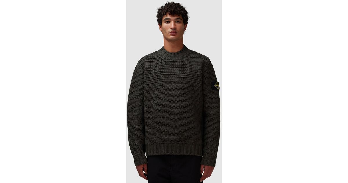 Stone Island Pure Wool Stitch Knit Sweater (Military in Black for Men ...