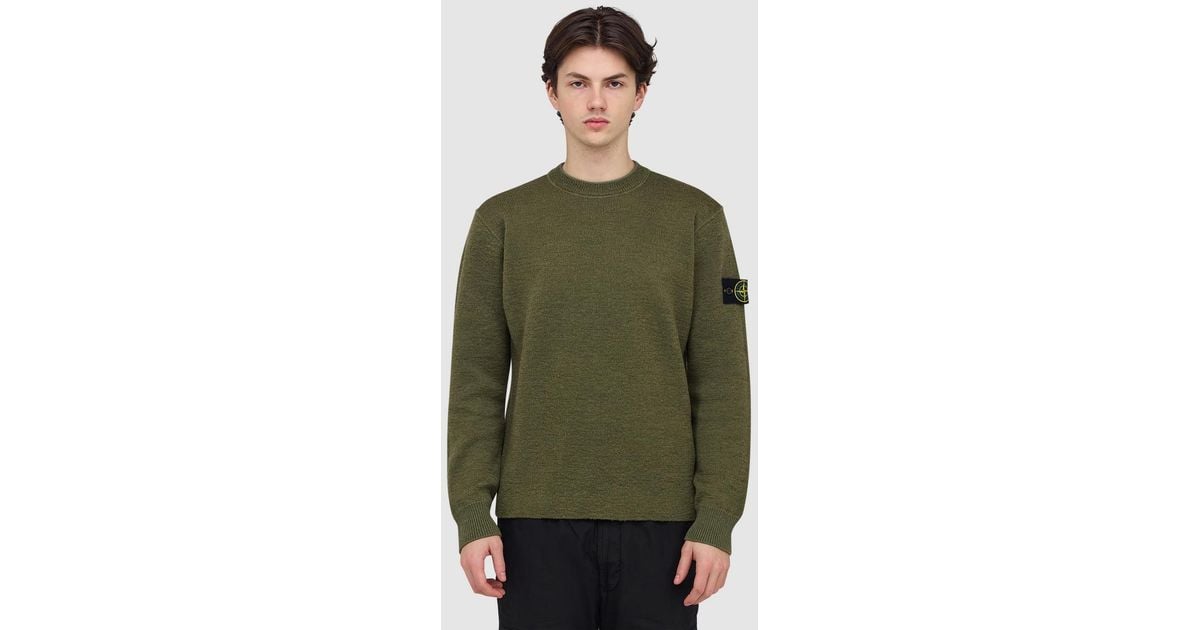 Stone Island Rubberised Wool And Cotton Double Sweater (Military in ...
