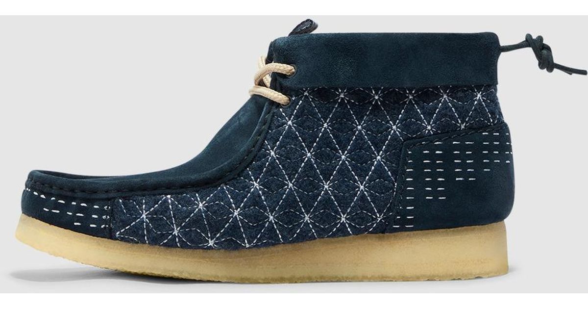 Clarks Wallabee Boot Sashiko in Blue for Men | Lyst UK