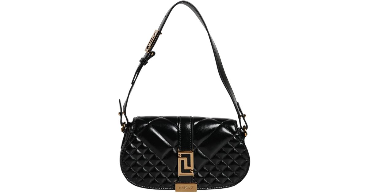 Versace Black Calf Leather Quilted Shoulder Strap Bag for Men | Lyst