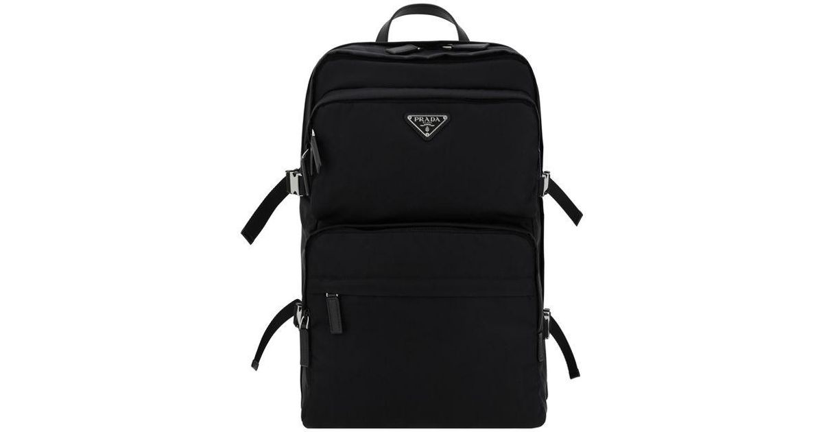 Prada Logoed Backpack in Black for Men | Lyst