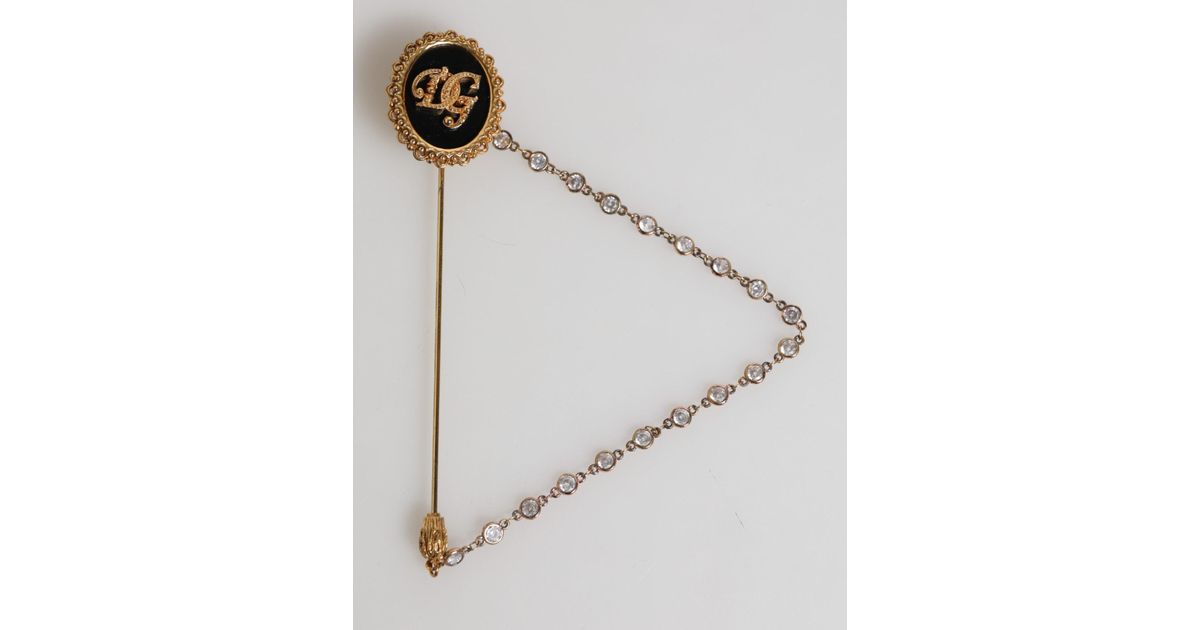 Dolce & Gabbana Lapel Pin Dg Logo Gold Chain Mens Accessories Brooch in ...