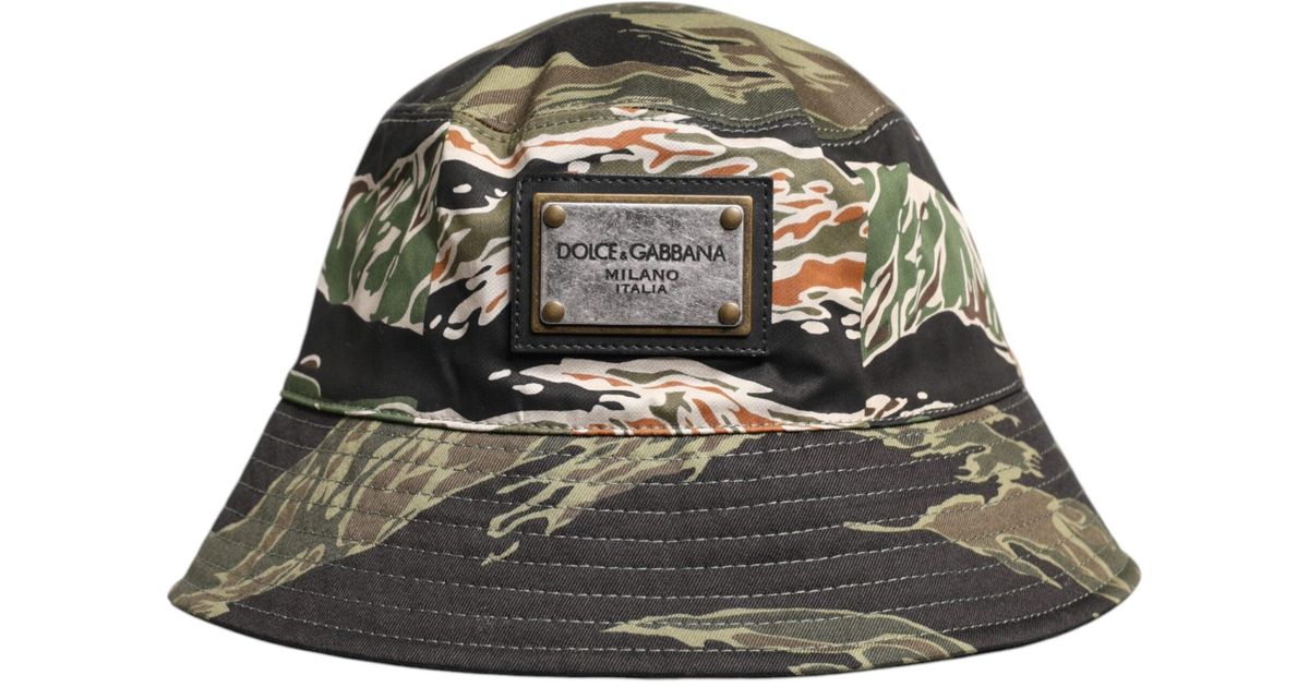 Dolce & Gabbana Multicolor Dg Plaque Wide Brim Bucket Hat in Green for ...