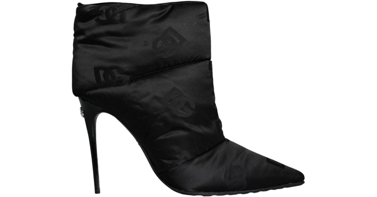 Dolce & Gabbana Dg Logo Padded Heels Ankle Boots Shoes in Black | Lyst
