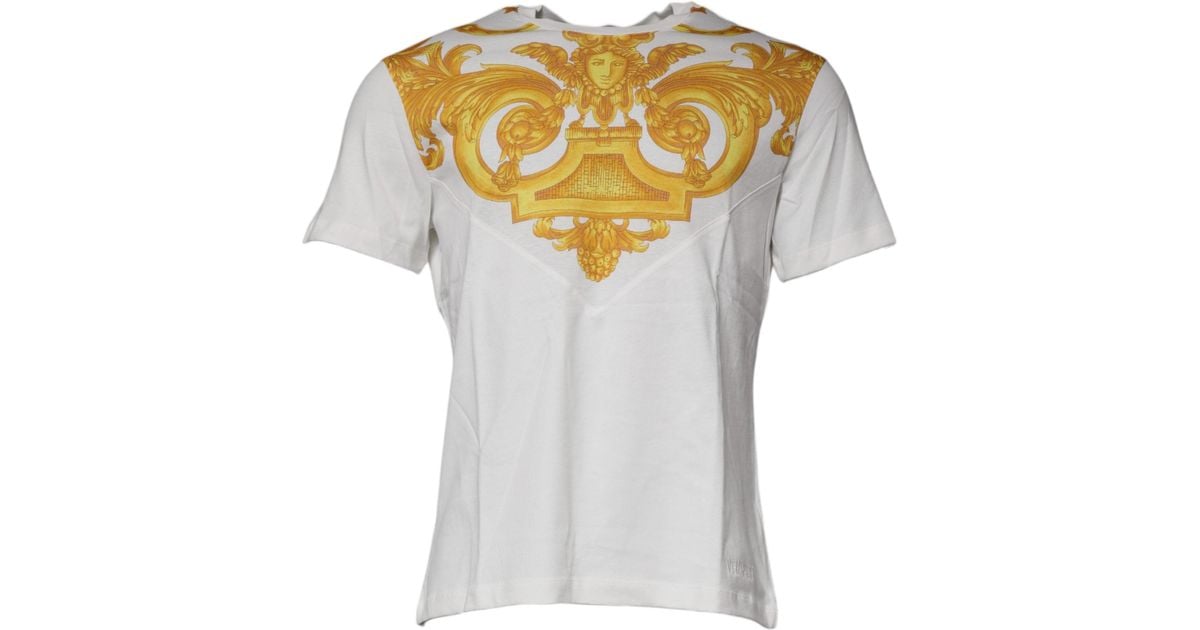 Versace White Medusa Print Cotton Crew Neck T for Men | Lyst