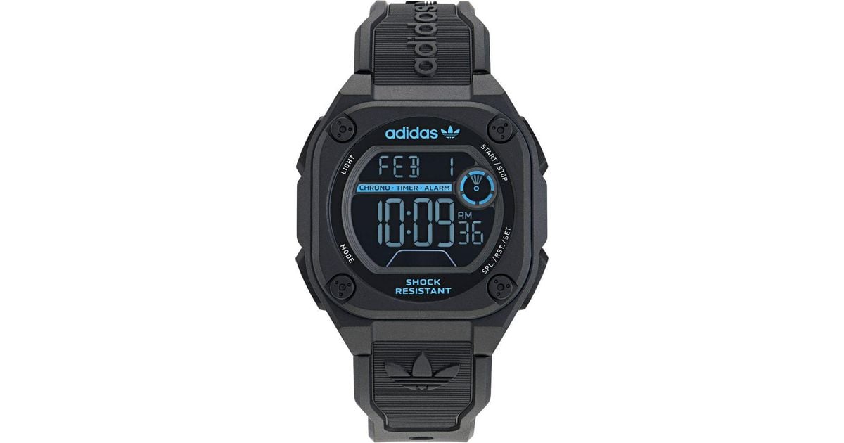adidas Gray Synthetic Digital Watch in Black | Lyst
