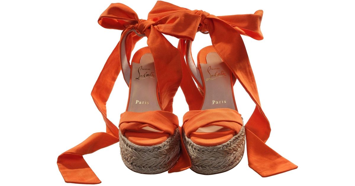 Christian Louboutin Mariza Du Desert Orange And Natural Ankle Wrap ...
