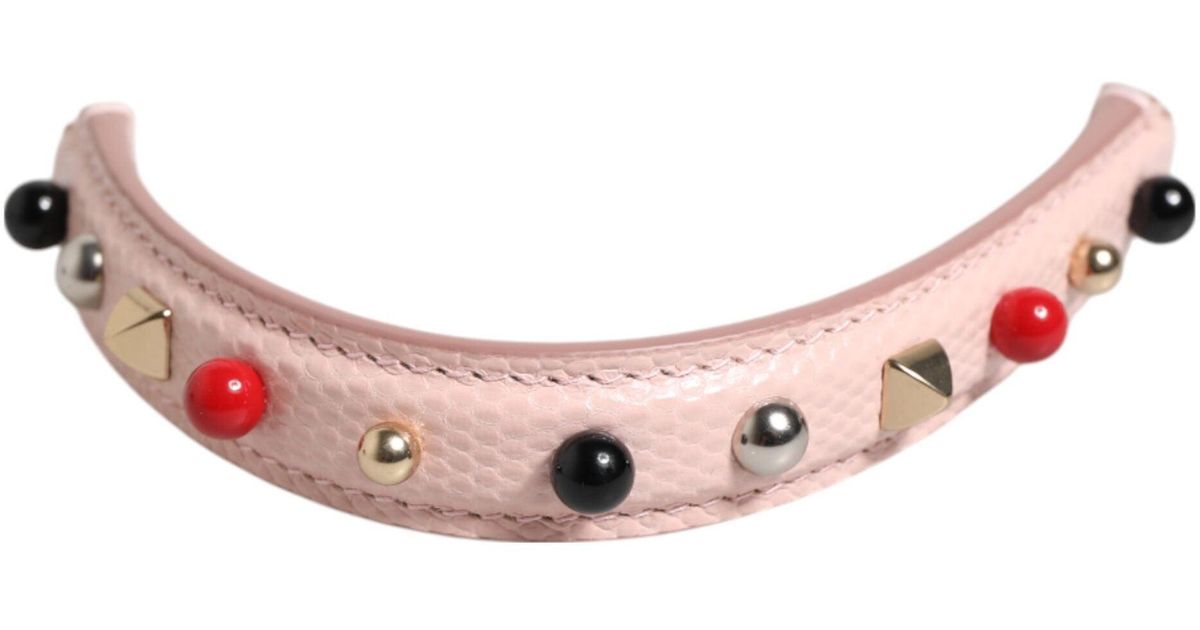 Dolce & Gabbana Light Pink Embellished Leather Bag Handle Shoulder ...