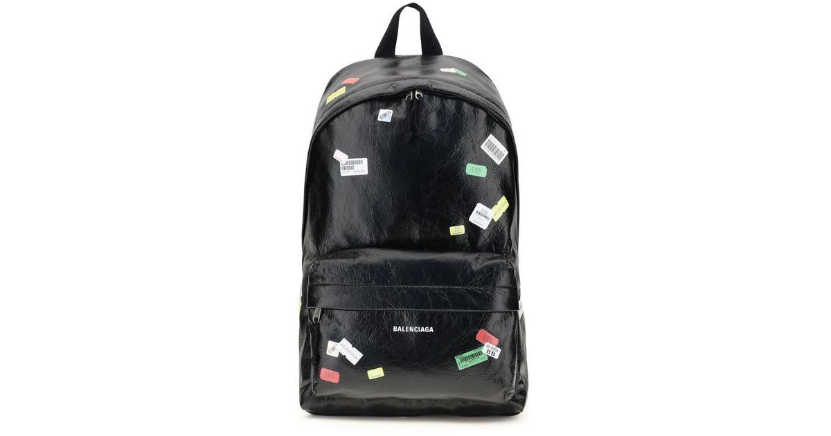 Balenciaga Explorer Backpack With Printed Stickers in Black for Men | Lyst