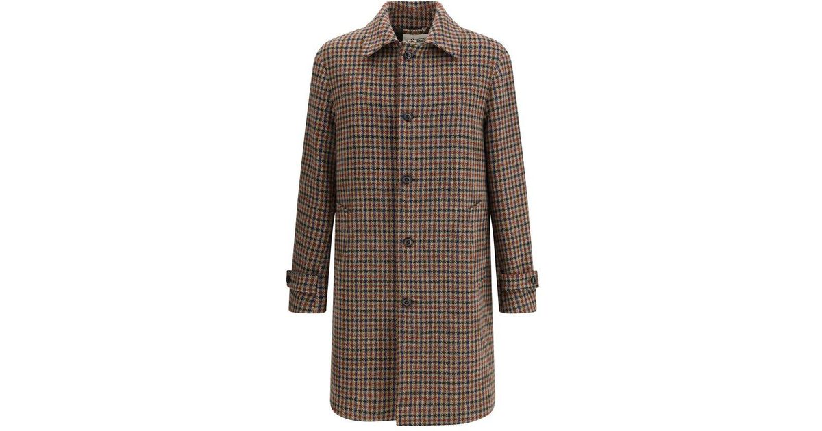 Valstar Multicolor Wool Coat in Brown for Men | Lyst UK