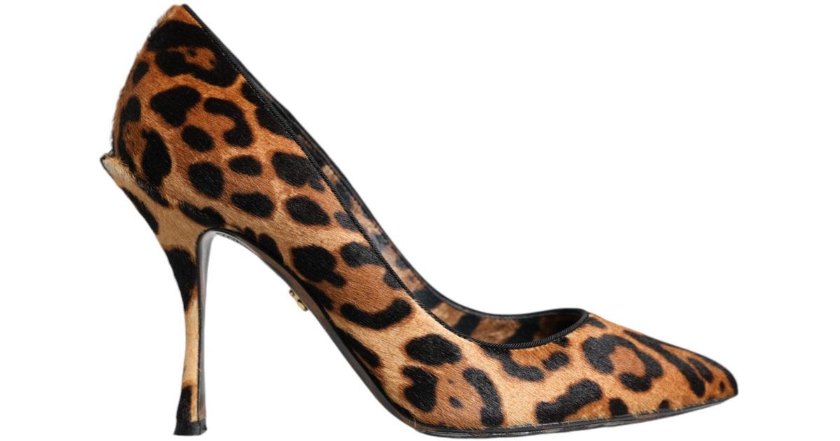 Dolce & Gabbana Leopard Calf Hair Heels Pumps Shoes in Brown | Lyst UK