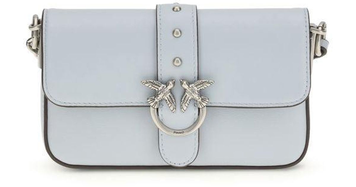 Pinko Blue Calf Leather Bos Taurus Shoulder Bag in Grey | Lyst UK