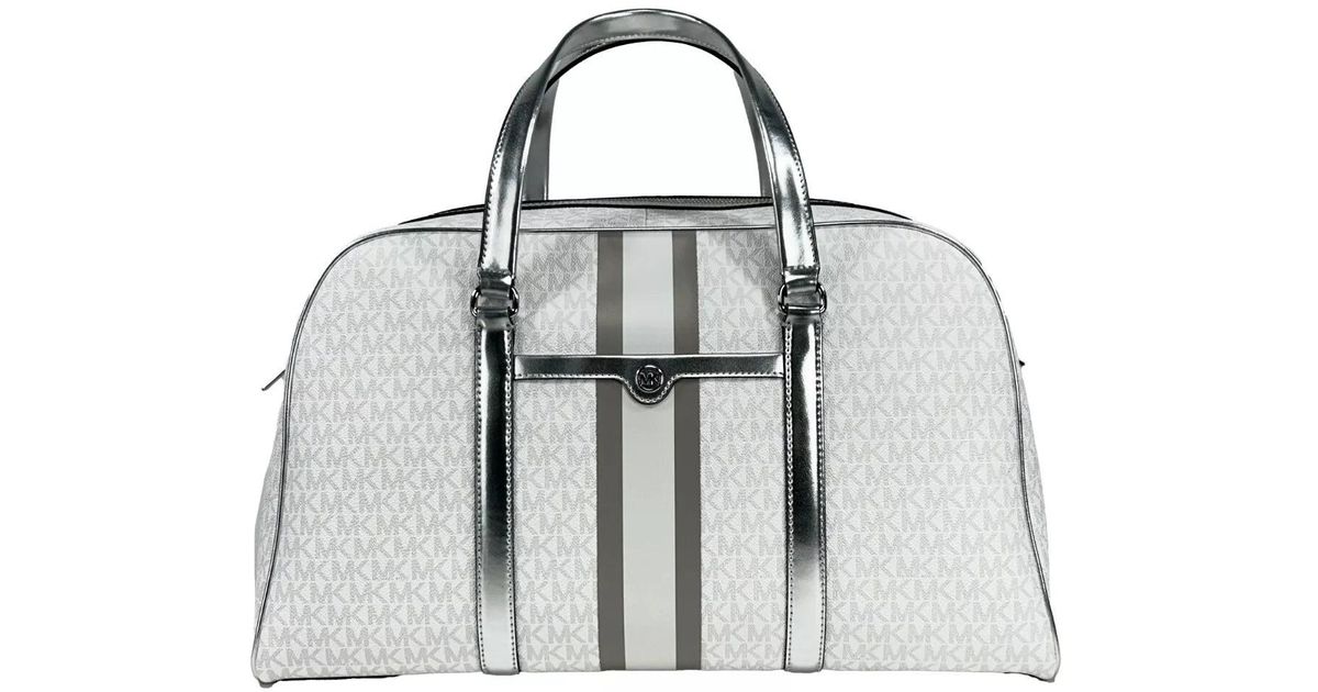 Michael Kors Travel Extra Large Pvc Top Zip Weekender Luggage Bag Optic ...
