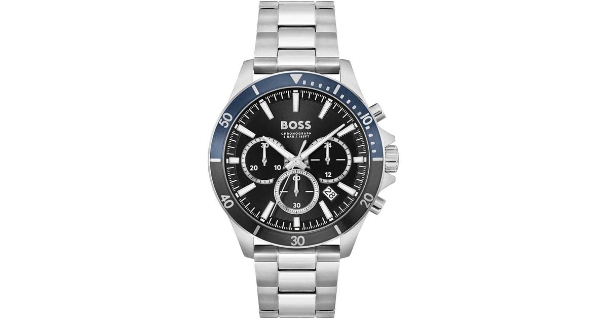 BOSS Gray Stainless Steel Dress Watch in Metallic for Men | Lyst