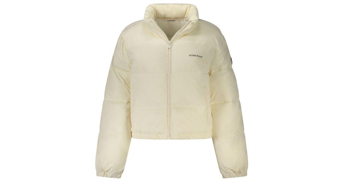 Guess White Polyester Jacket in Natural | Lyst UK