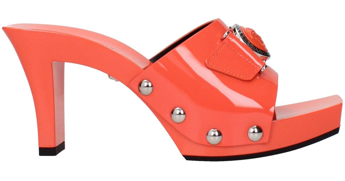 Versace Leather Platforms in Red | Lyst UK