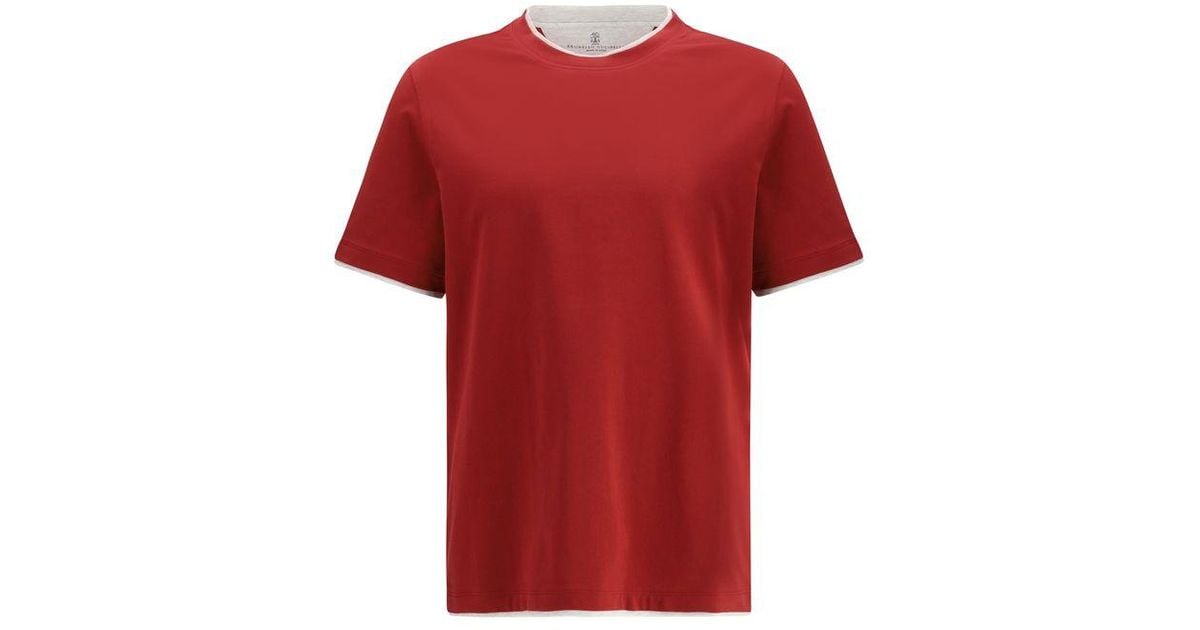 Brunello Cucinelli Red Cotton Clothing for Men | Lyst UK