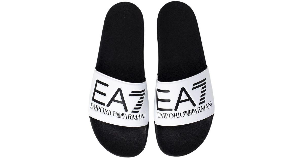 EA7 Black And White Polyethylene Sandal | Lyst