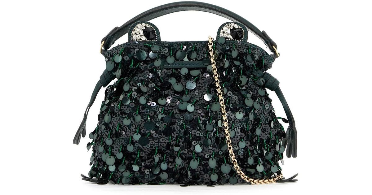 Anya Hindmarch Mini Frog Bag With Sequins in Black | Lyst