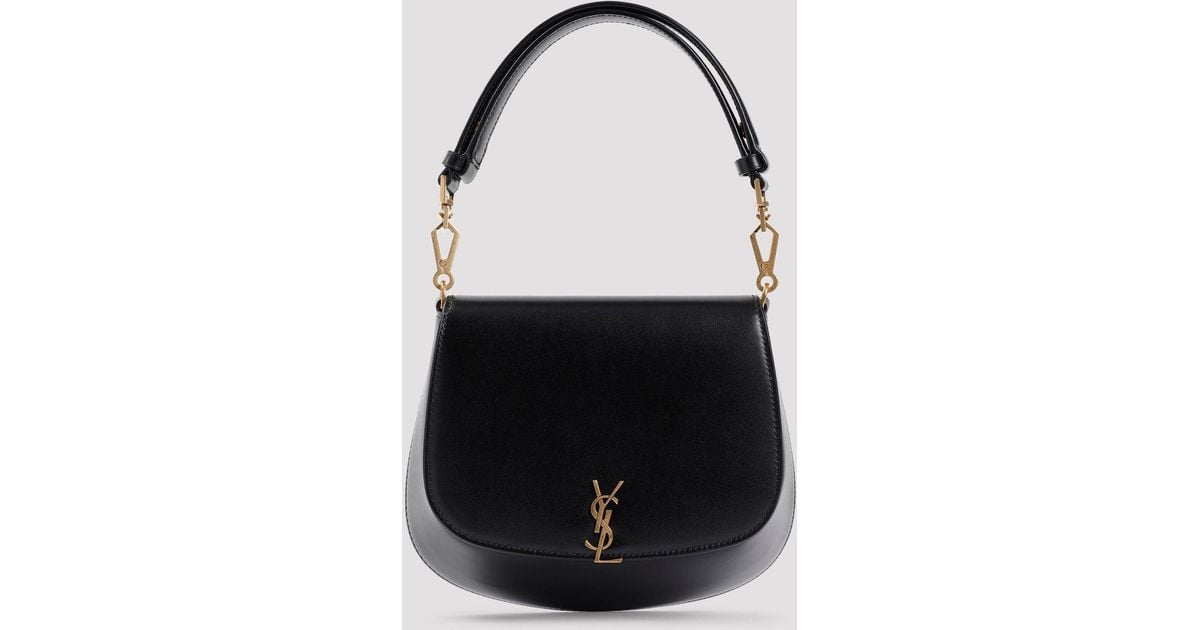 Saint Laurent Black Leather Ysl Bascule Cloche Shoulder Bag | Lyst