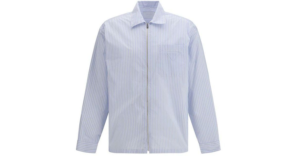 Prada Blue Polyamide Pattern Shirt for Men | Lyst UK