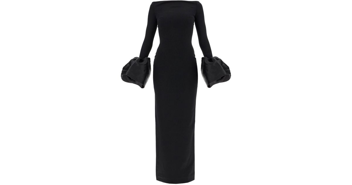 Solace London Long Talia Dress in Black | Lyst