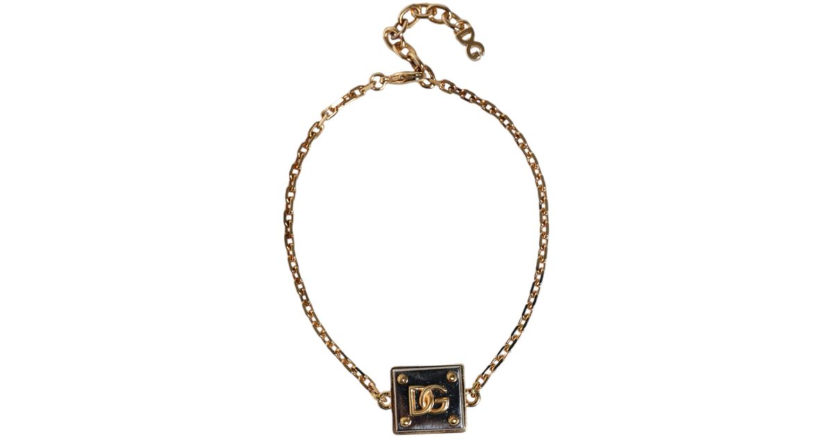 Dolce & Gabbana Gold Brass Chain Logo Sicily Pendant Necklace in ...
