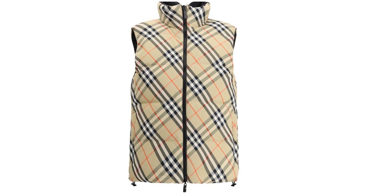 Burberry Reversible Down Vest in Metallic | Lyst