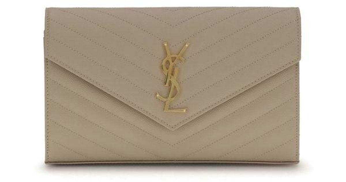 Saint Laurent Beige Calf Leather Bos Taurus Shoulder Bag in Gray | Lyst