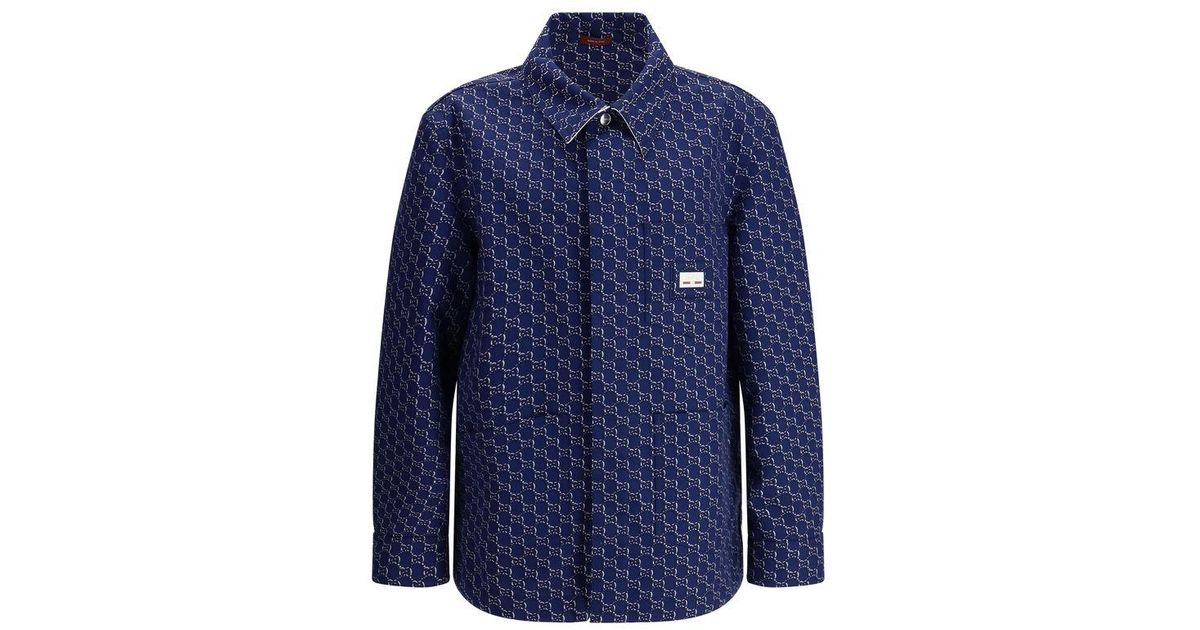 Gucci GG Pattern Jacket in Blue for Men | Lyst UK