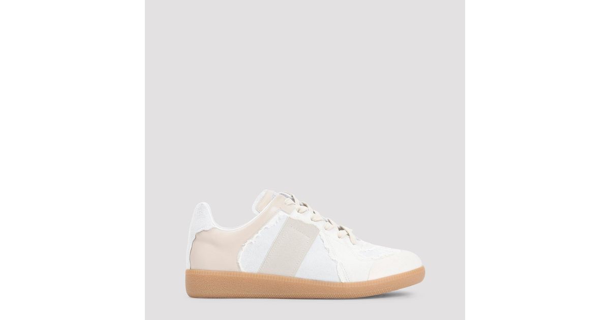 Maison Margiela Grey Replica Inside Out Calf Leather Sneakers in White ...