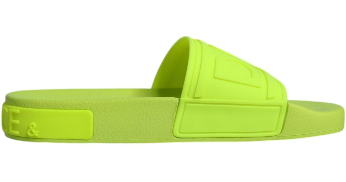 Dolce & Gabbana Green Rubber Slides Sandals Beachwear Shoes | Lyst