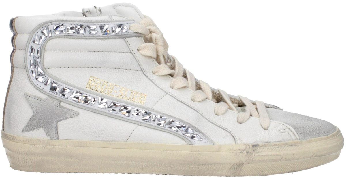 Golden Goose Slide Hightop Sneakers Rhinestones in Grey | Lyst UK