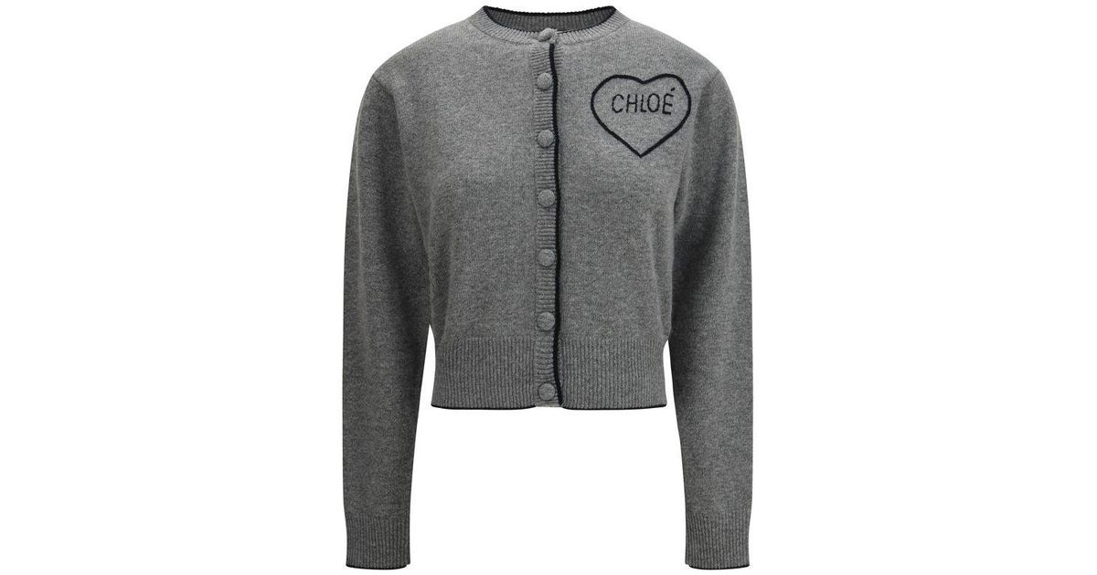 Chloé Gray Wool Cardigan | Lyst UK