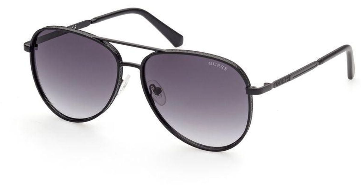Guess Black Metal Sunglasses for Men | Lyst UK