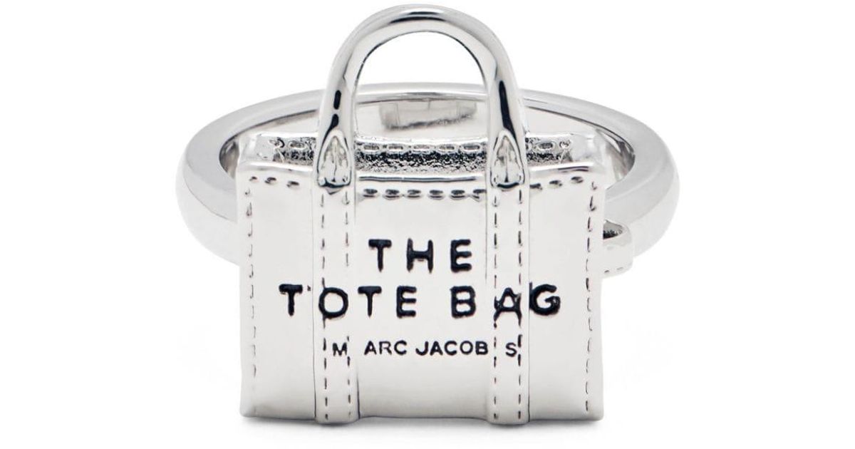 Marc Jacobs The Mini Icon Tote Bag Sculpted Ring in White | Lyst