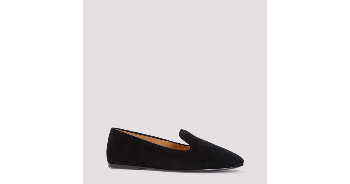 The Row Almond Toe Lamb Leather Loafers in Black | Lyst