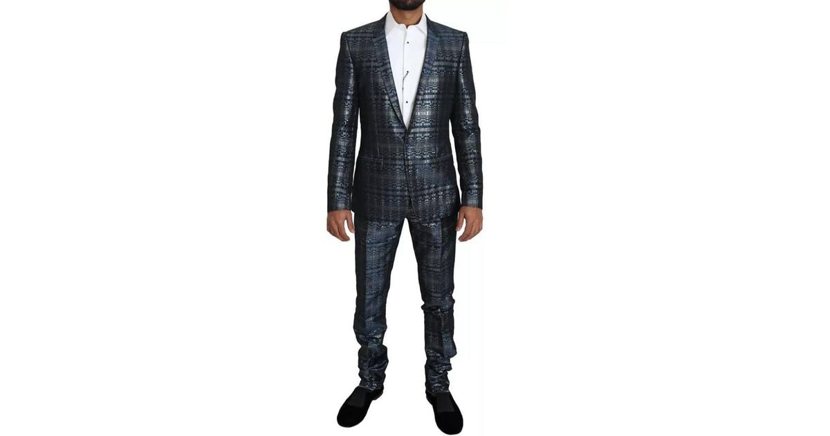 Dolce & Gabbana Shiny 2 Piece Slim Suit in Black for Men | Lyst UK