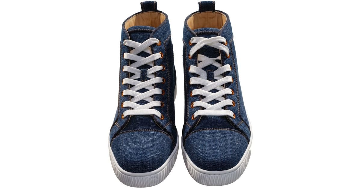 Christian Louboutin Fun Louis Flat Denim High Top Sneakers in Blue for ...
