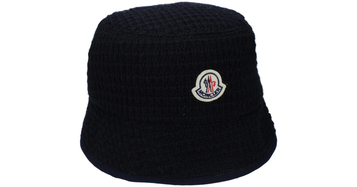 Moncler Blue Wool Bucket Hat in Black for Men | Lyst