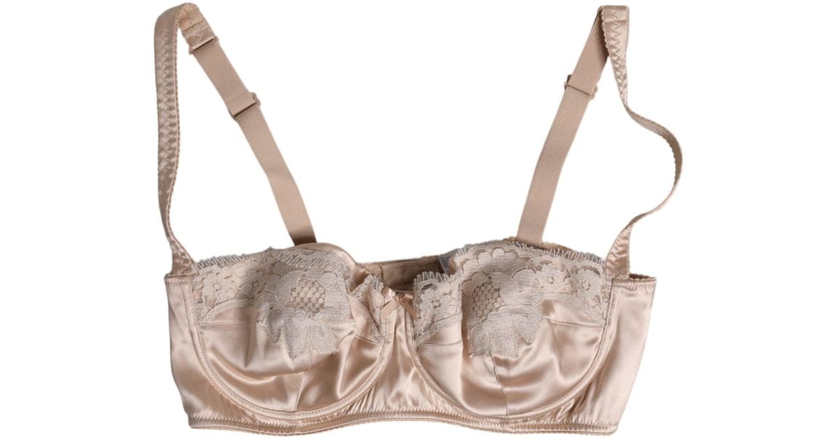 Dolce & Gabbana Biege Silk Underwired Balconette Bra Underwear in ...