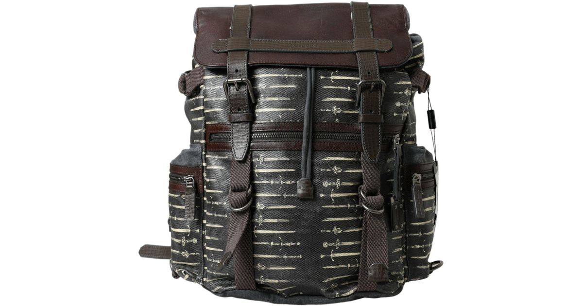 Dolce & Gabbana Elegant Canvas Leather Rucksack in Black for Men | Lyst